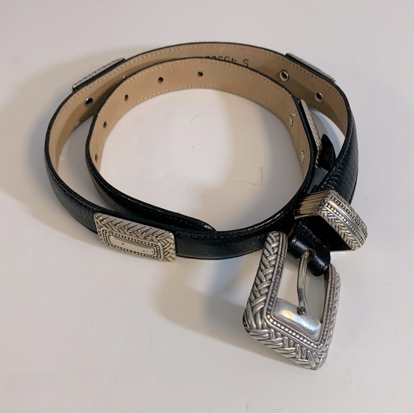 Brighton | Accessories | Brighton Black Leather Belt Ornate Silver ...
